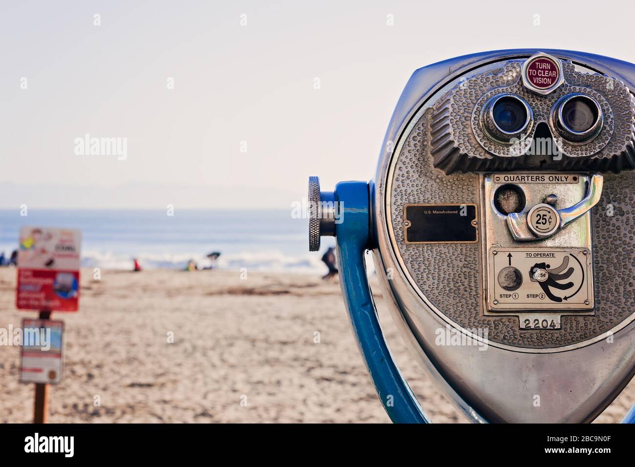 Coin Operated Binoculars on Sandy Beach in Santa Cruz, California, USA ...