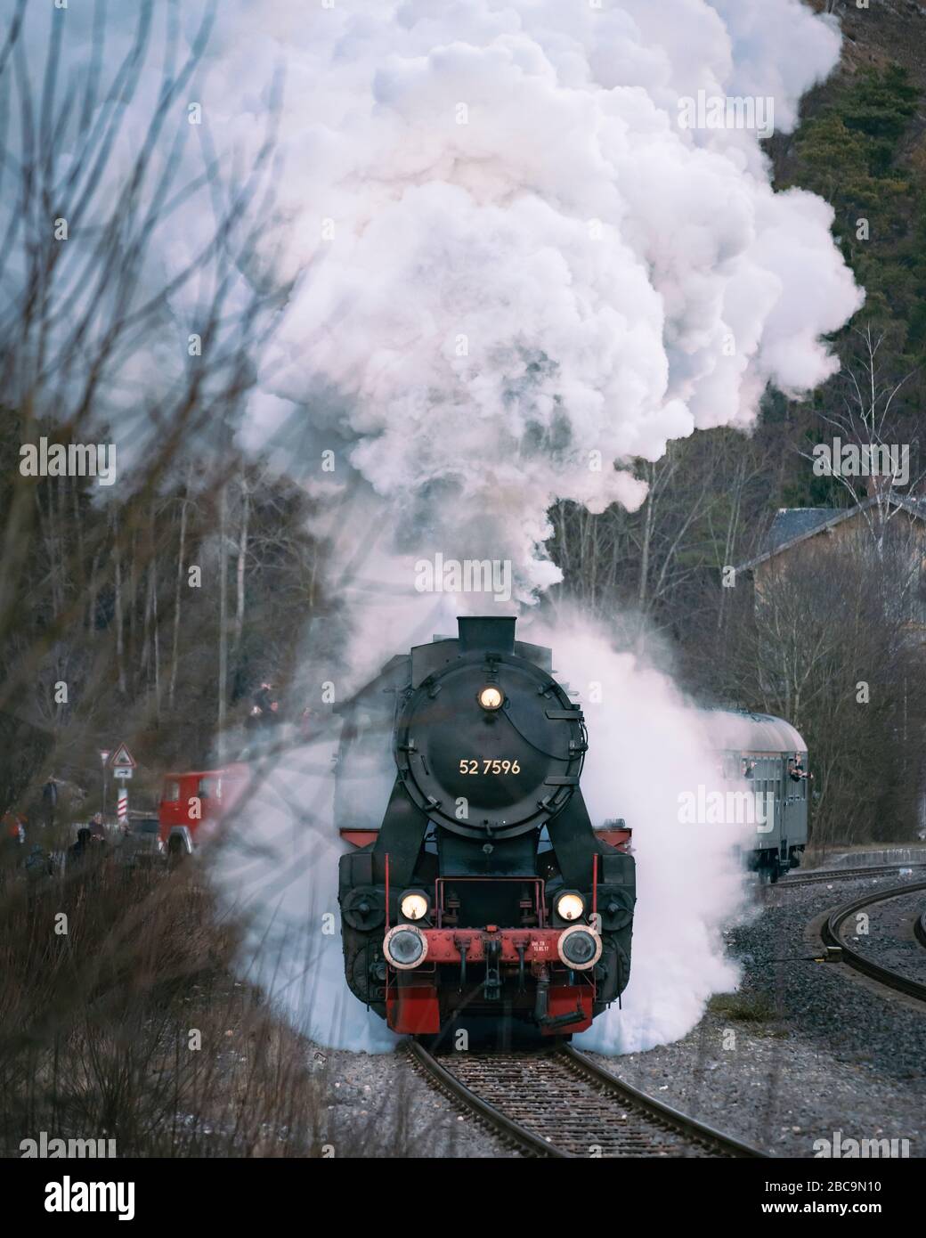 Steam locomotive, 52 7596, Zug, Danube Valley, Baden-Württemberg ...