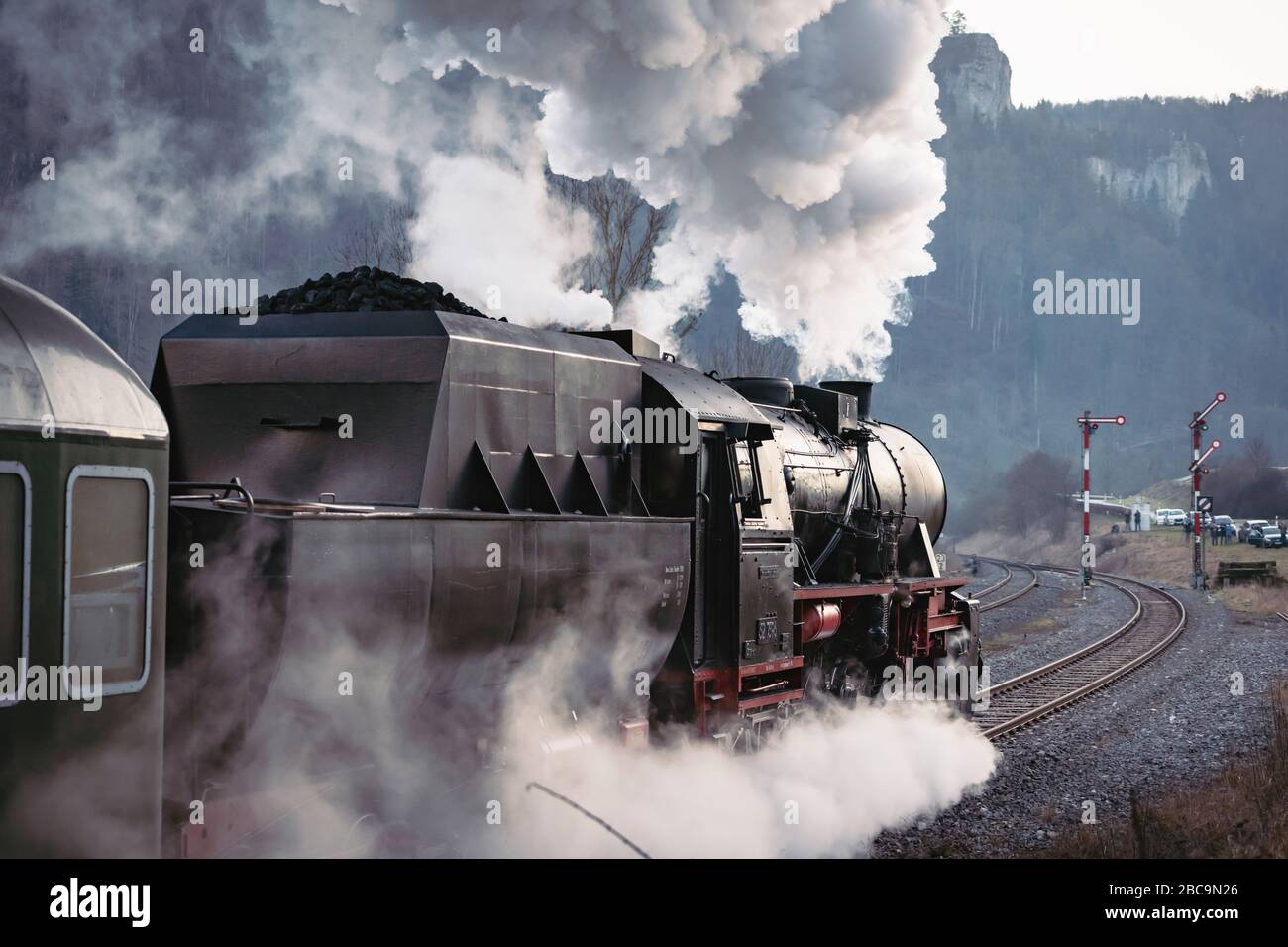 Steam locomotive, Zug, Danube Valley, Baden-Württemberg, Germany ...