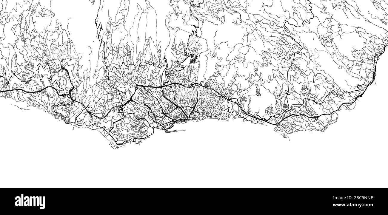 Urban vector city map of Funchal, Madeira, Portugal Stock Vector Image ...