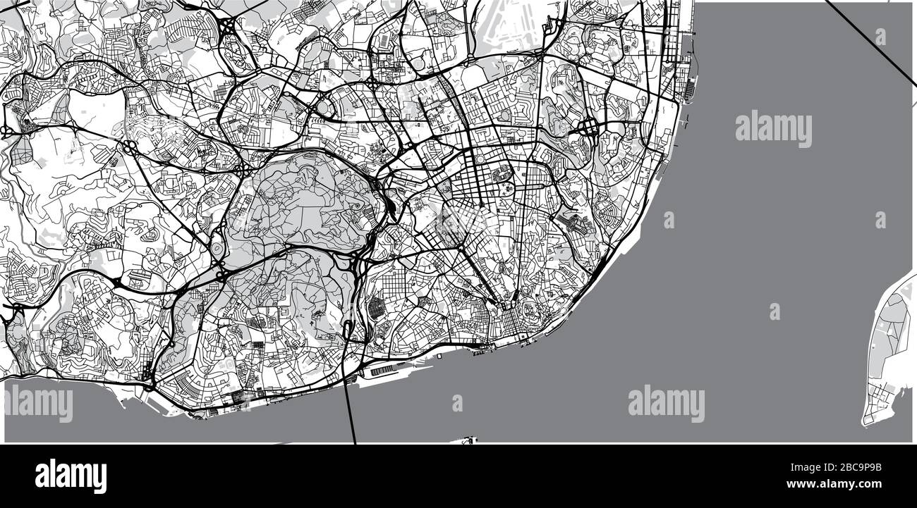 Urban vector city map of Lisbon, Portugal Stock Vector Image & Art - Alamy
