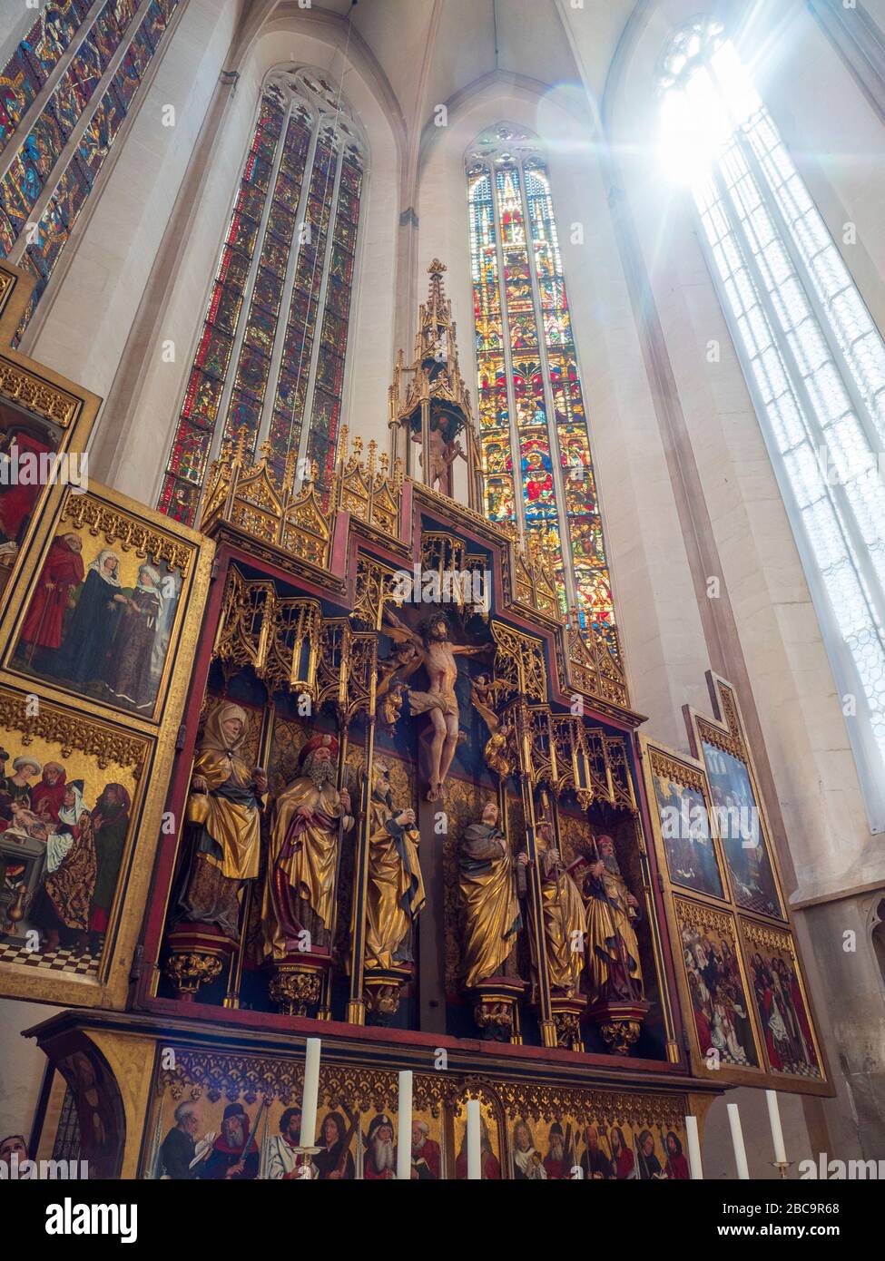 St. Jakobskirche altar, inside, old town, Rothenburg ob der Tauber ...