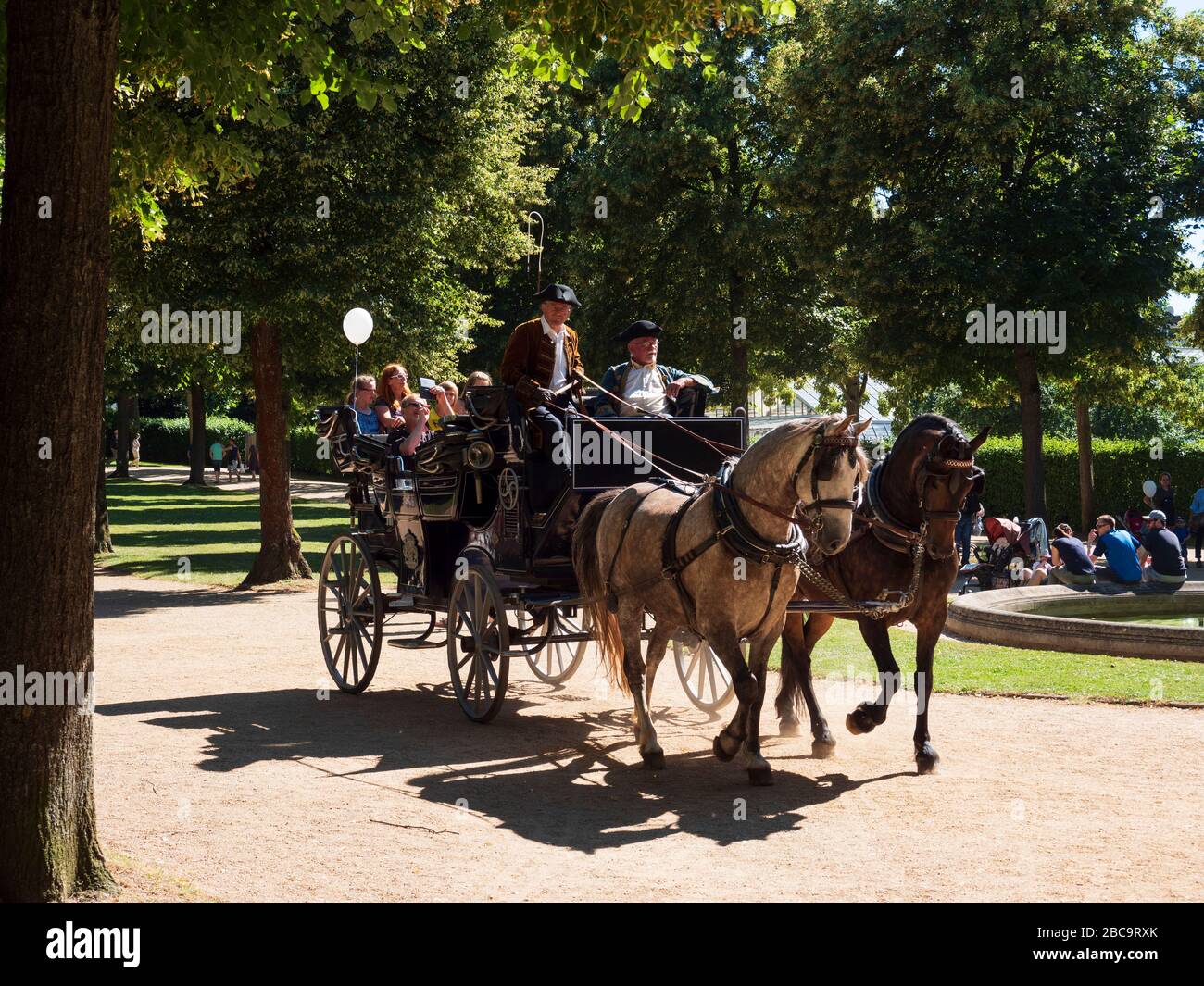 Rococo Festival, horse-drawn carriage, Hofgarten, Ansbach, Middle ...