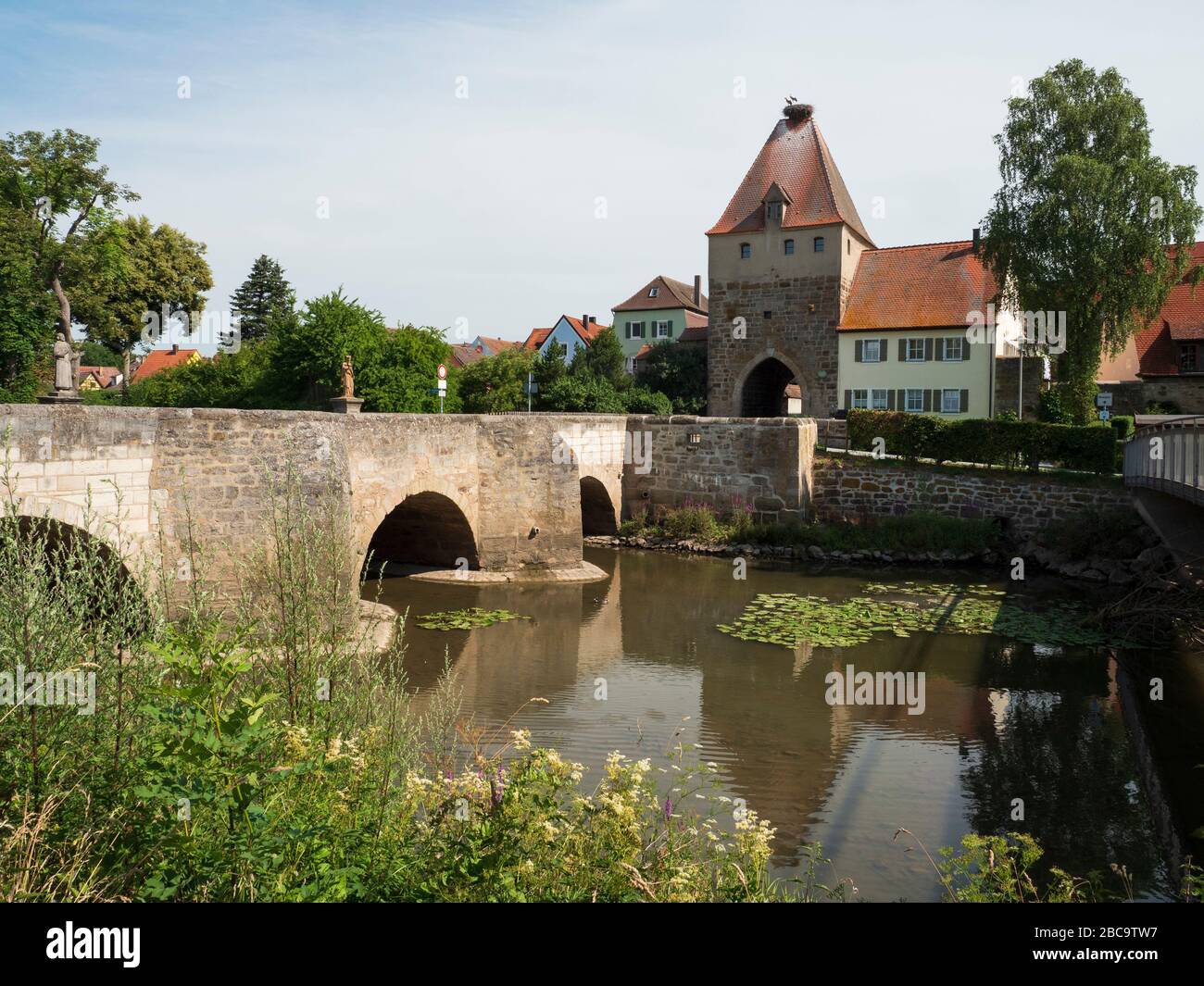 Herrieden old town, Storchenturm, Altmuehlbrücke, Middle Franconia ...