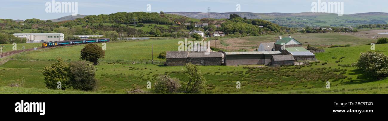 DRS Class 37 locomotive 37402 passing Foxfield on the scenic Cumbrian ...
