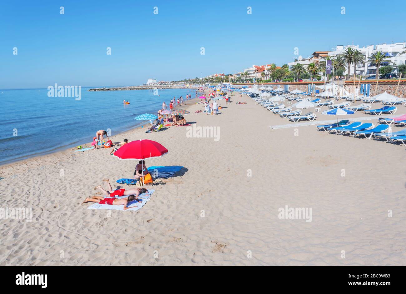 Sitges beach, Sitges, Costa Dorada, Catalonia, Spain Stock Photo - Alamy