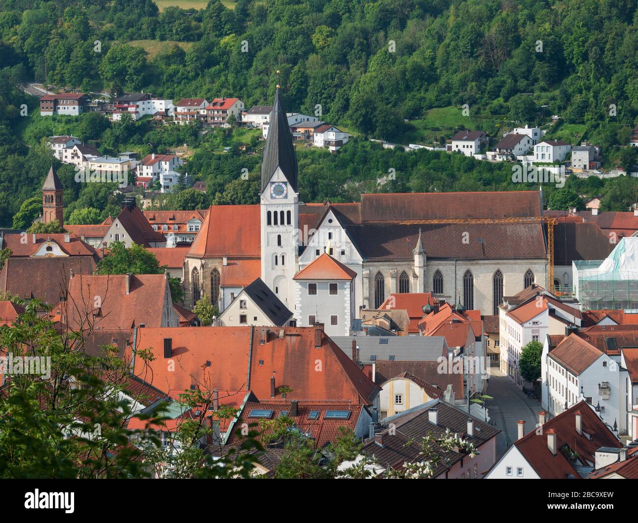 View of the old town, cathedral, Eichstatt, Altmuehltal, Bavaria ...