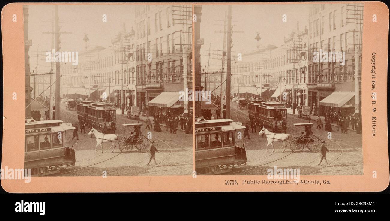 Public thoroughfare, Atlanta, Georgia, USA, Stereo Card, B.W. Kilburn ...