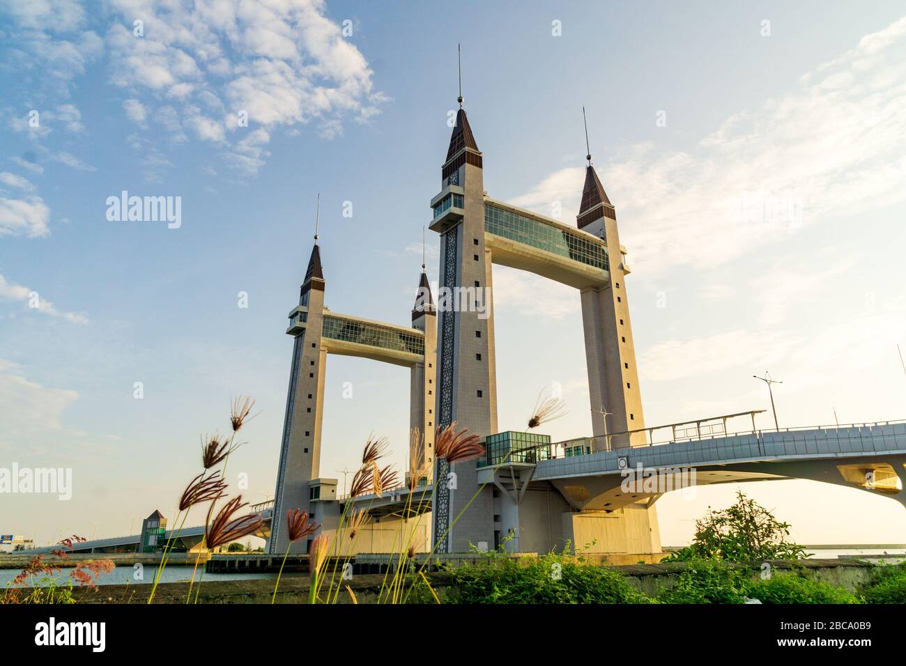 The iconic drawbridge located across the river in the Terengganu ...