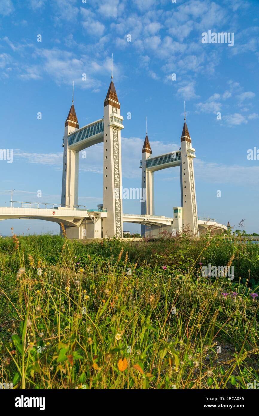 The iconic drawbridge located across the river in the Terengganu ...