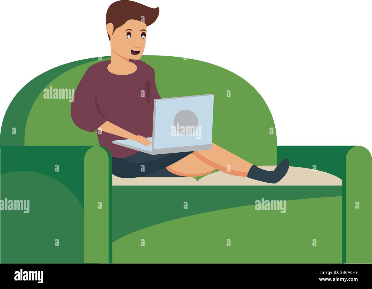 Boy sitting laptop in Stock Vector Images - Alamy