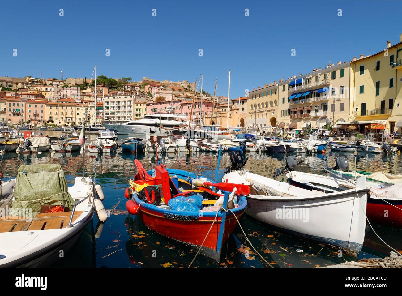Fishing boats in the harbor, Portoferraio, Elba Island, Livorno ...