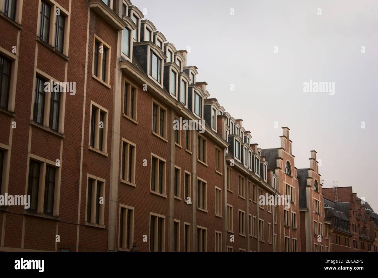 Typical flemish architecture on residential buildings in Brussels ...