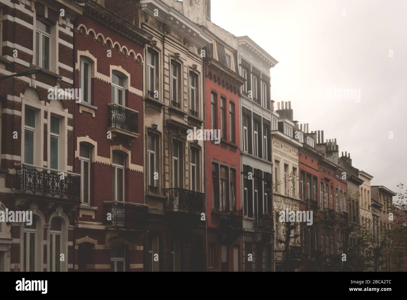 Typical flemish architecture on residential buildings in Brussels ...