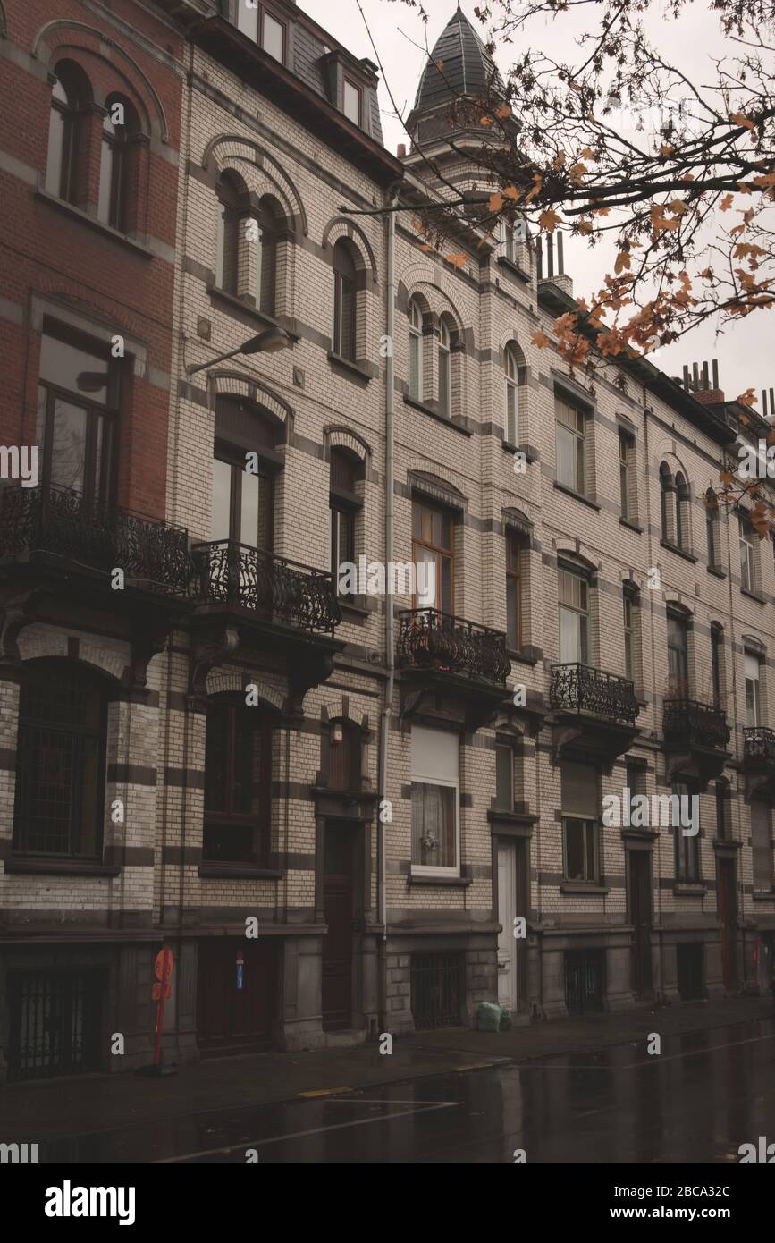 Typical flemish architecture on residential buildings in Brussels ...