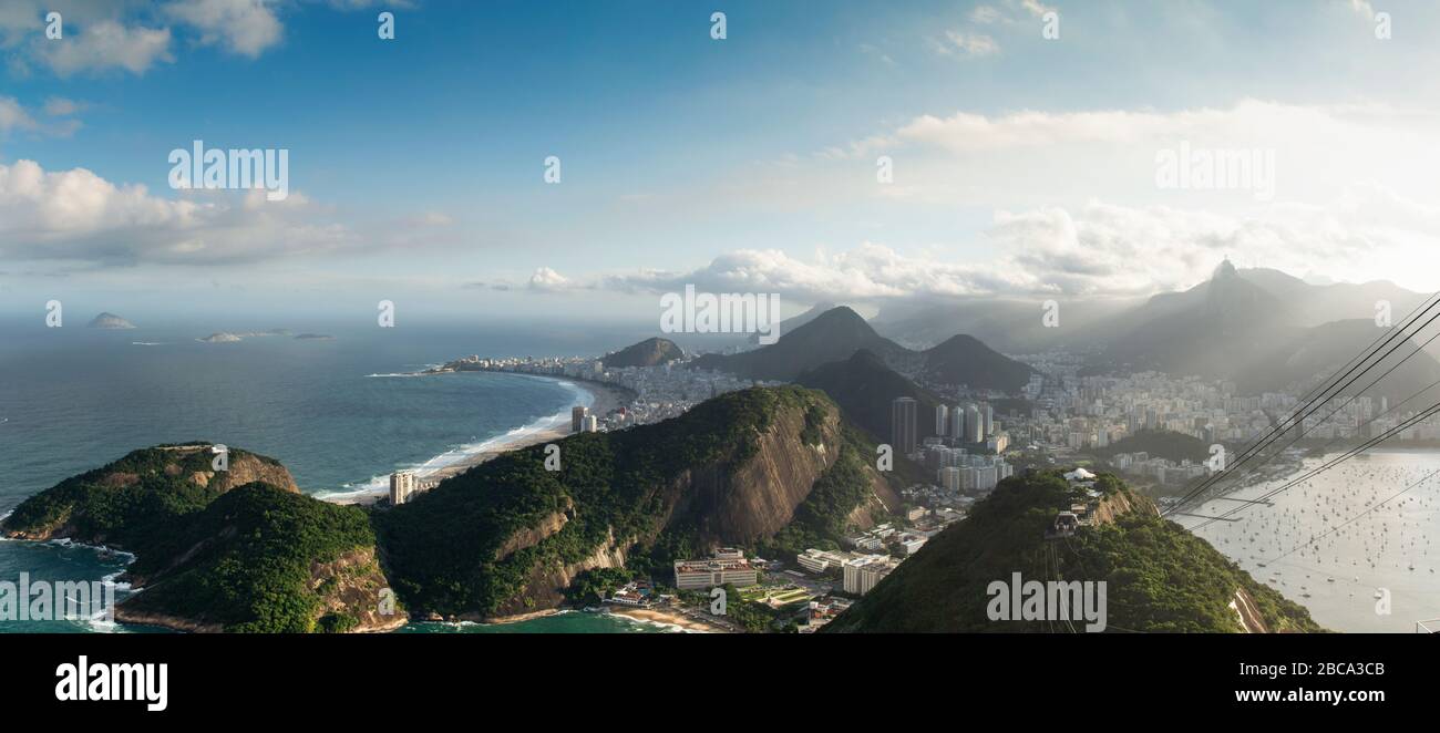 Aerial view of Rio de Janeiro city from Sugar loaf mountain, Brazil ...