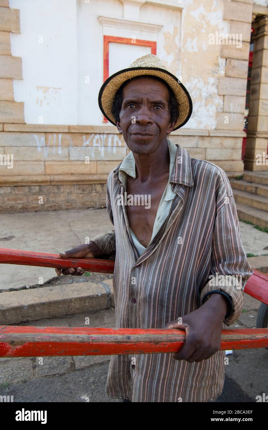 Africa, Madagascar, Ambositra city. The Zafimaniry tribe people . Man ...