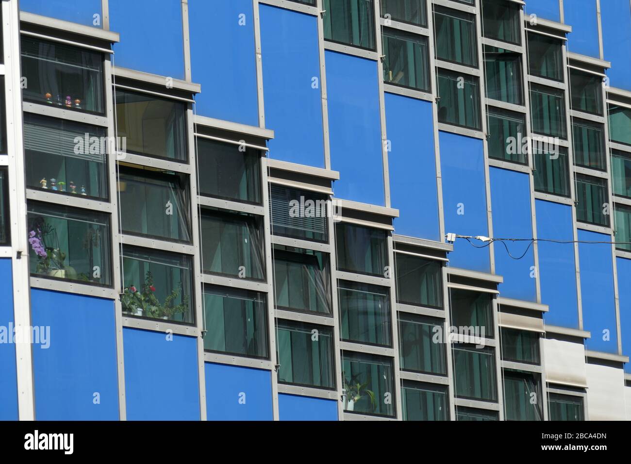 Office building, window, blue window front, Bremen, Germany, Europe ...