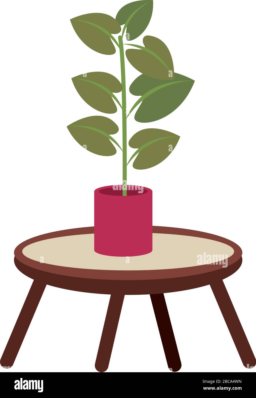 center table with houseplant forniture icon Stock Vector Image & Art ...