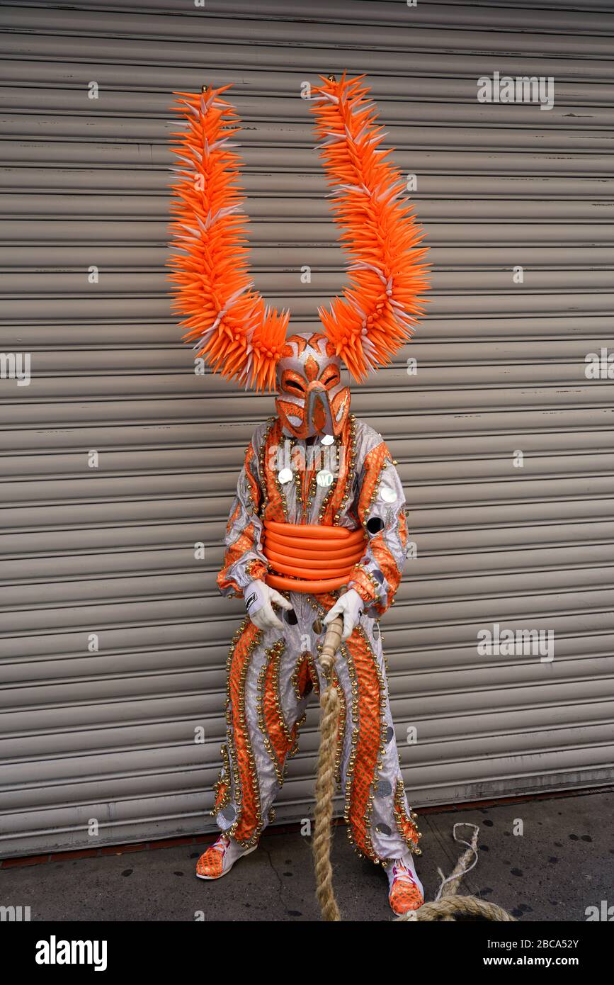 Masked Man in Dominican republic Parade in New York City, NYC August 11 ...