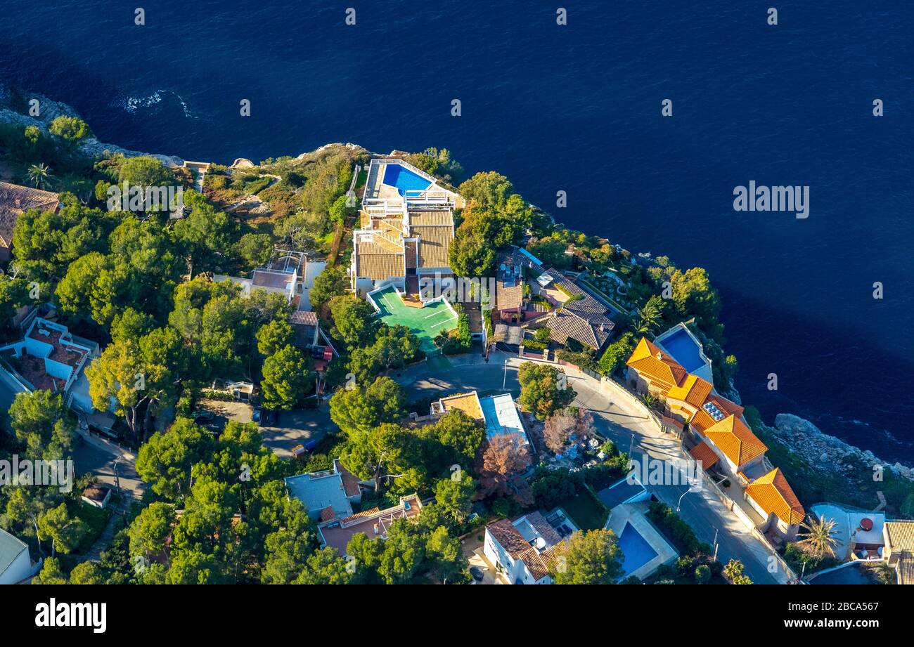 Aerial view, Santa Ponsa headland, Calvià, Mallorca, Spain, Europe ...