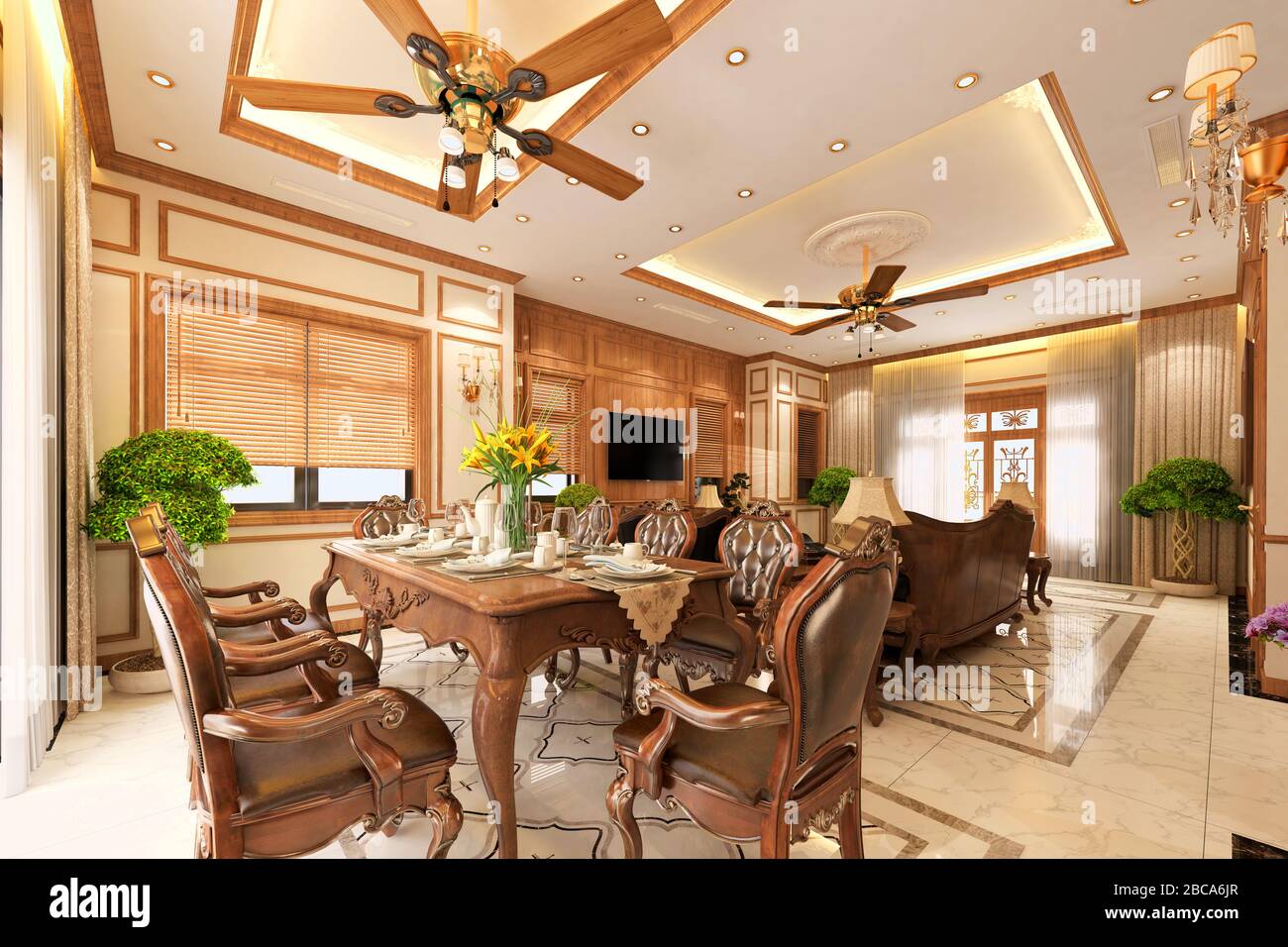 3d render of neo classic home interior Stock Photo - Alamy