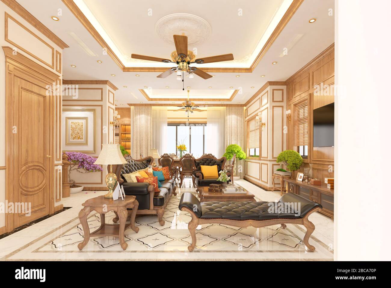 3d render of neo classic home interior Stock Photo - Alamy
