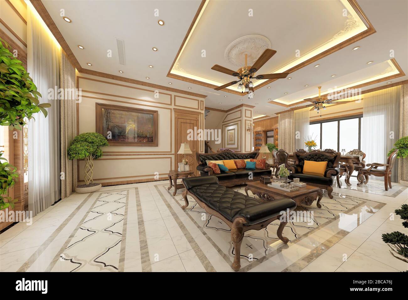 3d render of neo classic home interior Stock Photo - Alamy