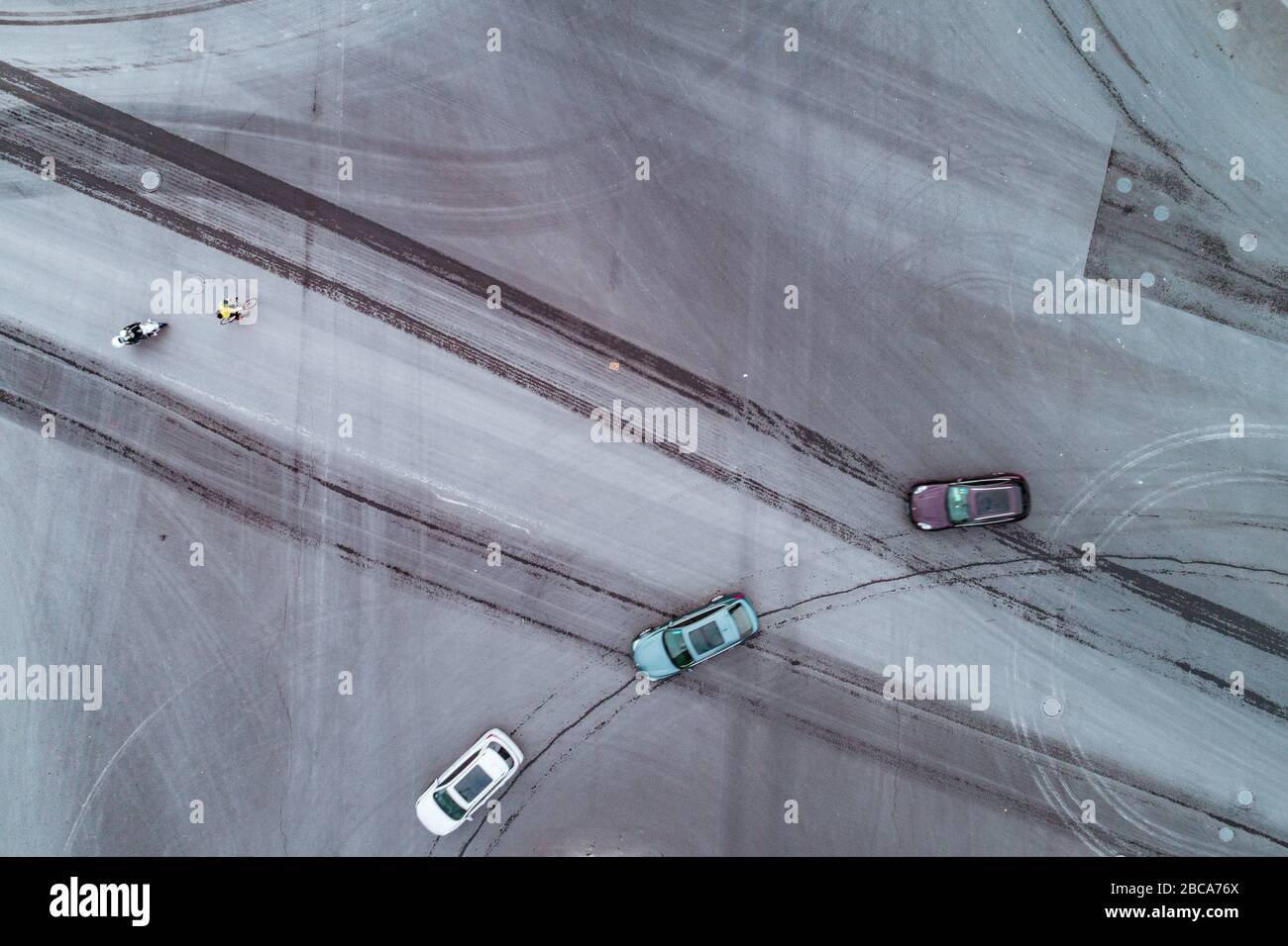 Aerial view of cars on intersection Stock Photo - Alamy