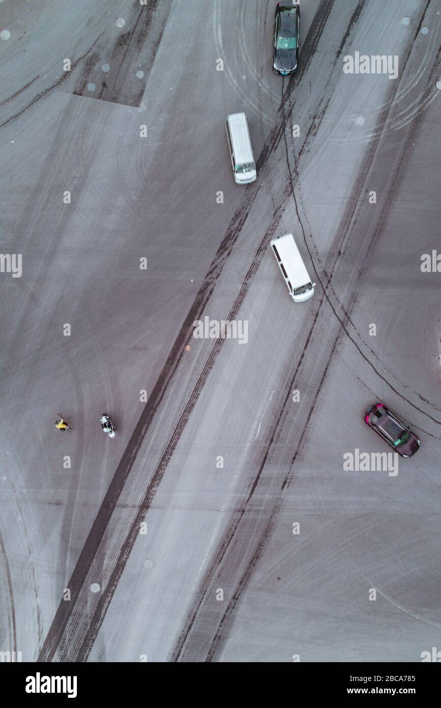 Aerial view of cars on intersection Stock Photo - Alamy
