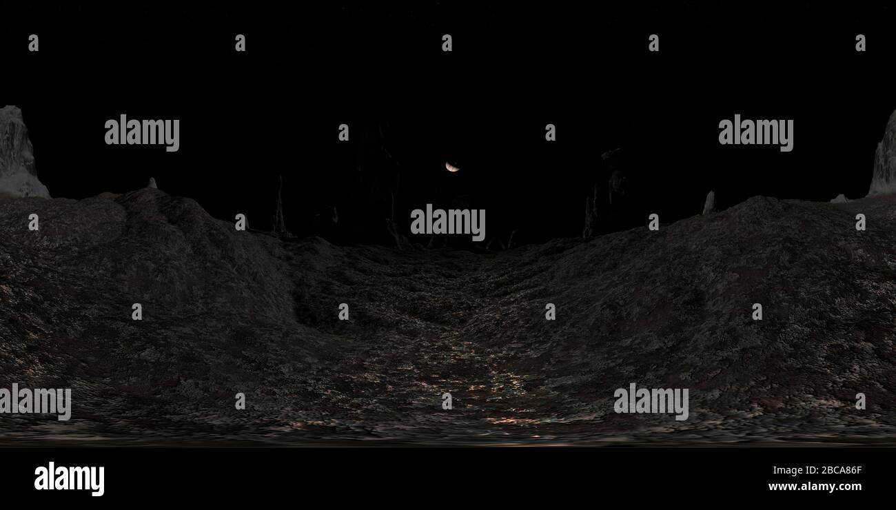 Ice spires on Callisto. VR artwork of ice spires (around 100 metres ...