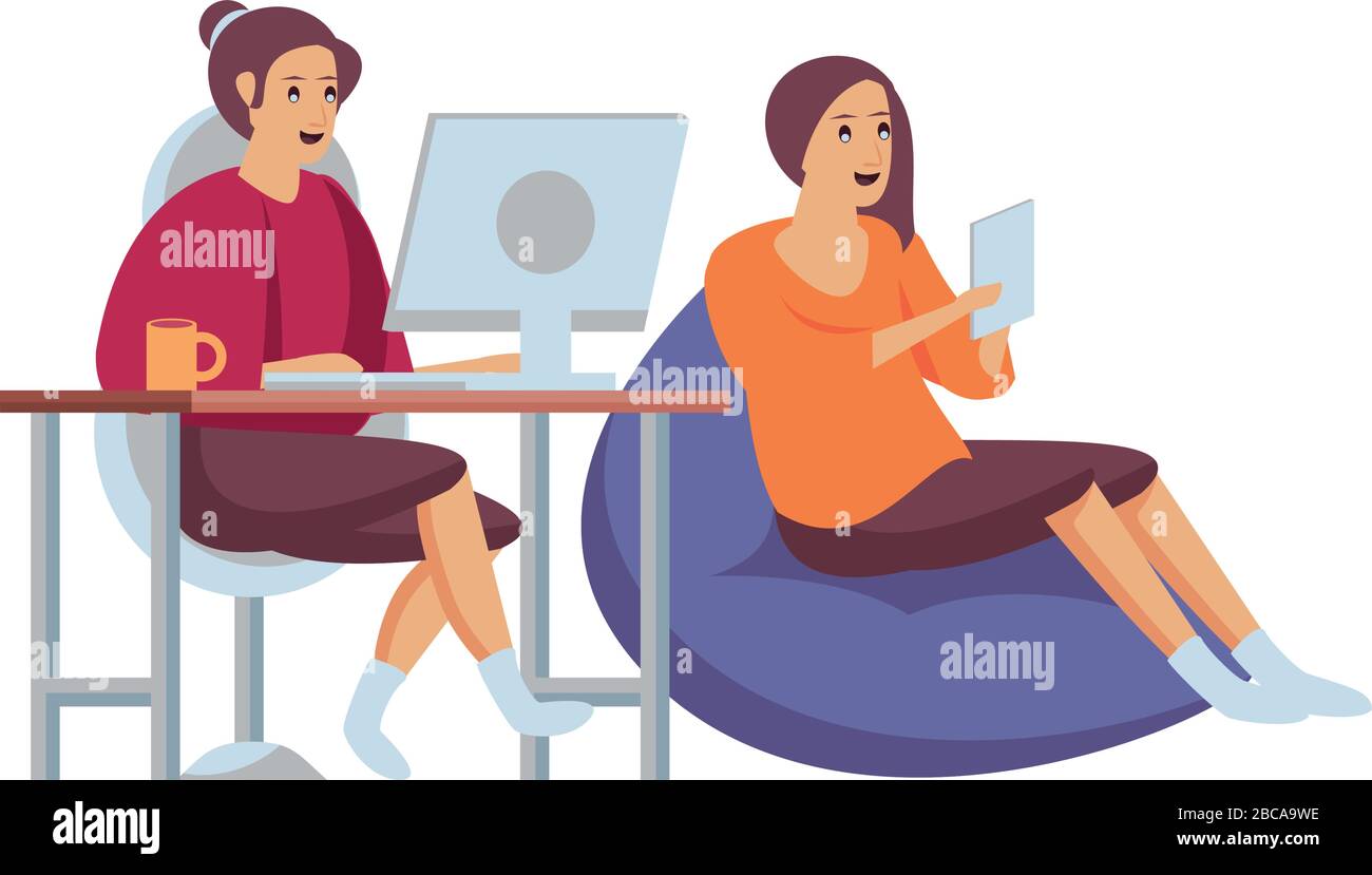 women using technology for work at home Stock Vector Image & Art - Alamy