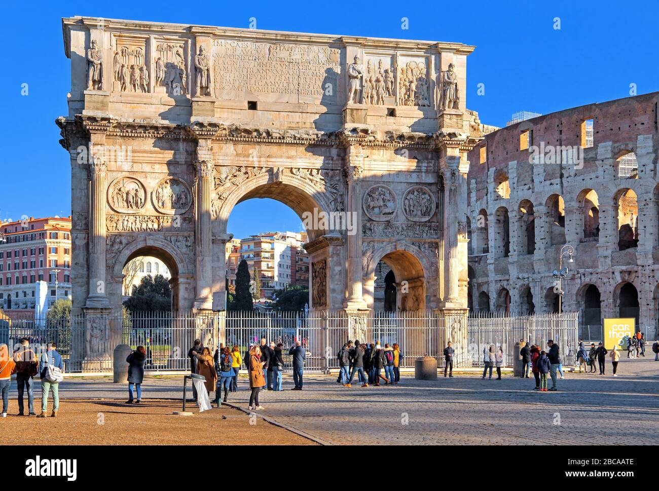 Arch Of Constantine Tourists On High Resolution Stock Photography and ...