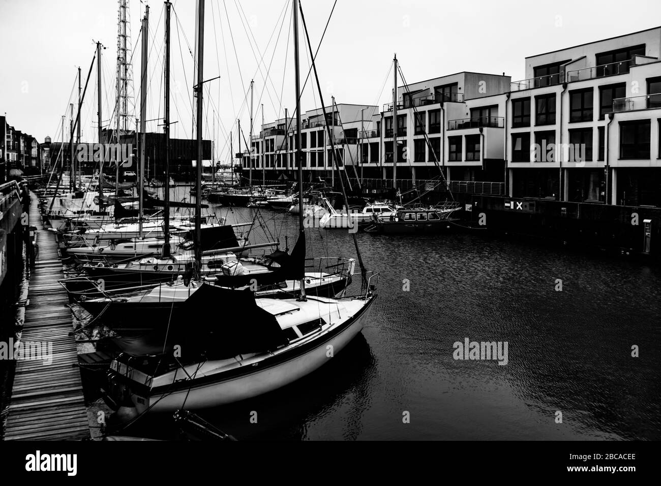 In winter sea port Black and White Stock Photos & Images - Alamy