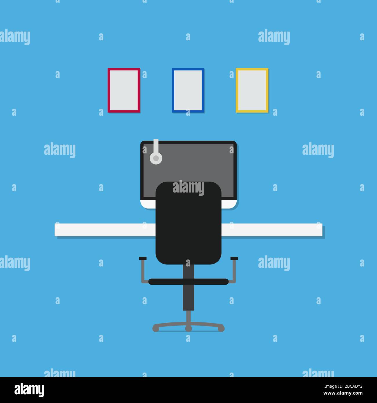 Flat design office desk. Vector illustration Stock Photo - Alamy