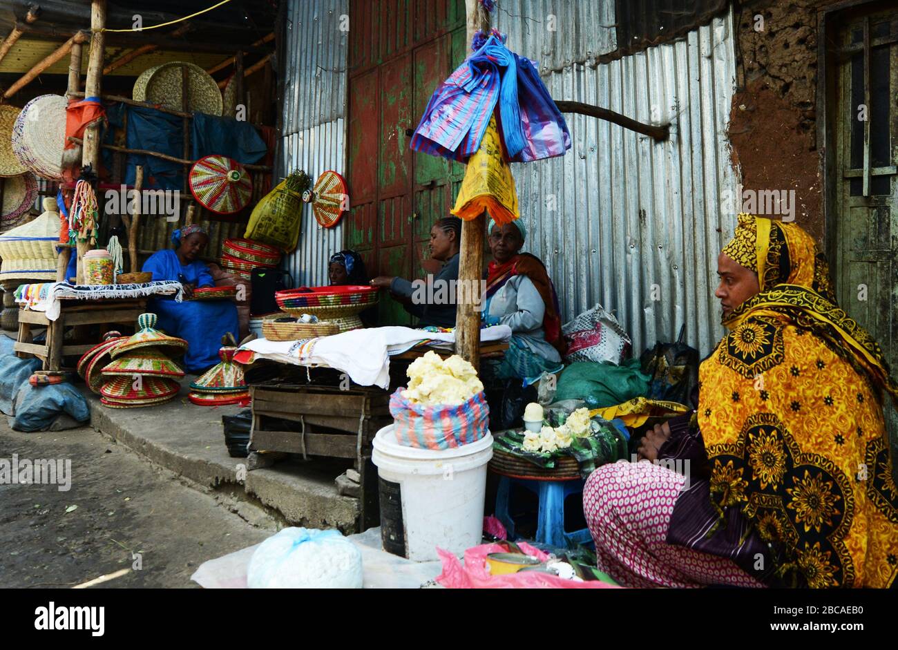 Ethiopian women selling butter at the Mercato market in Addis Ababa ...