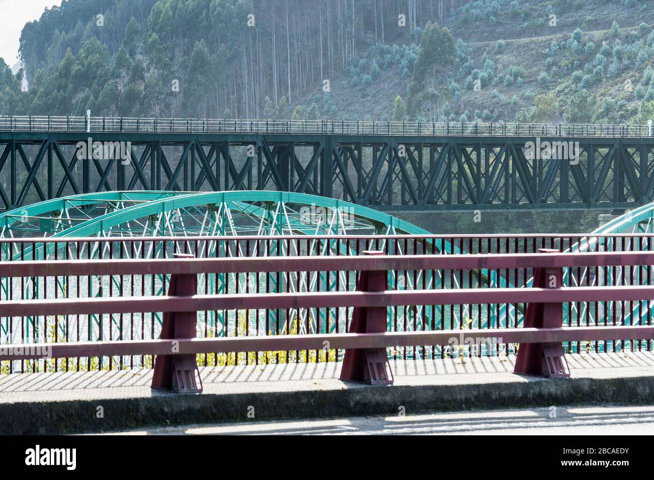Spain, north coast, Galicia, Rio Sar, river mouth, three parallel ...