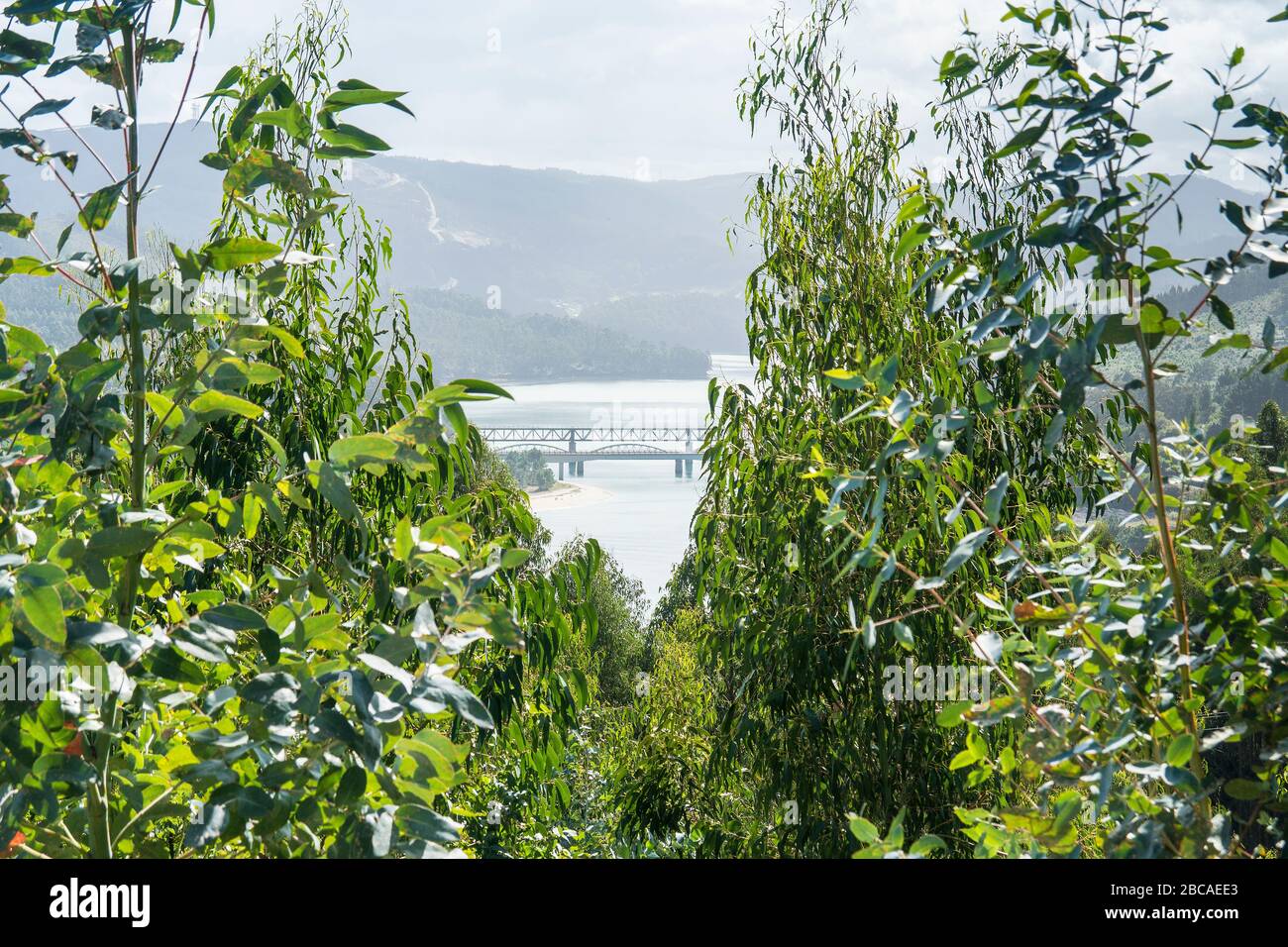 Spain, north coast, Galicia, Rio Sar, river mouth, three parallel ...