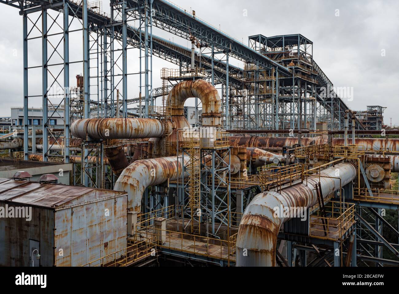 scene and details of an abandoned steel furnace building Stock Photo ...
