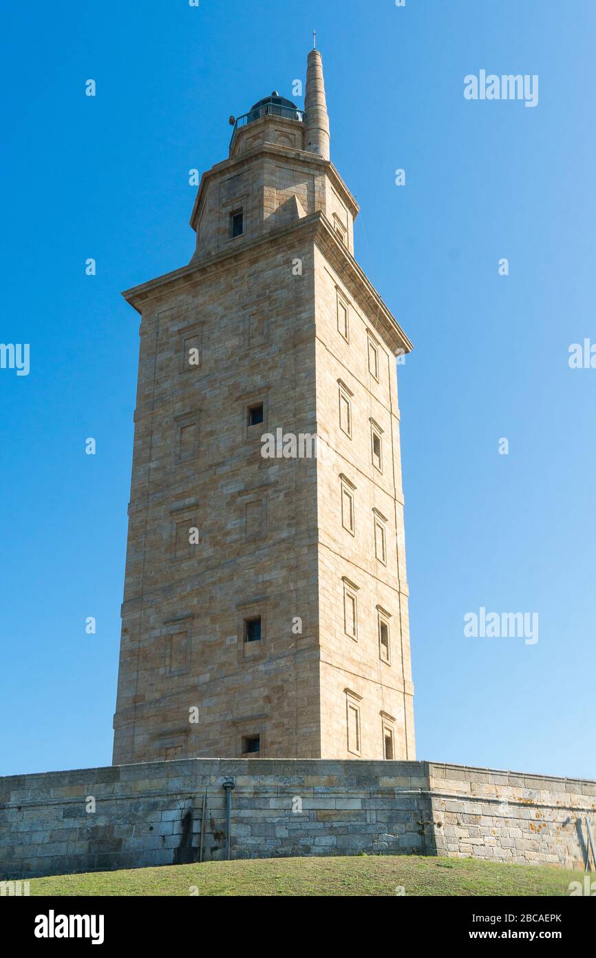 Spain, north coast, Galicia, A Coruña, Hercules tower, landmark, Unesco ...