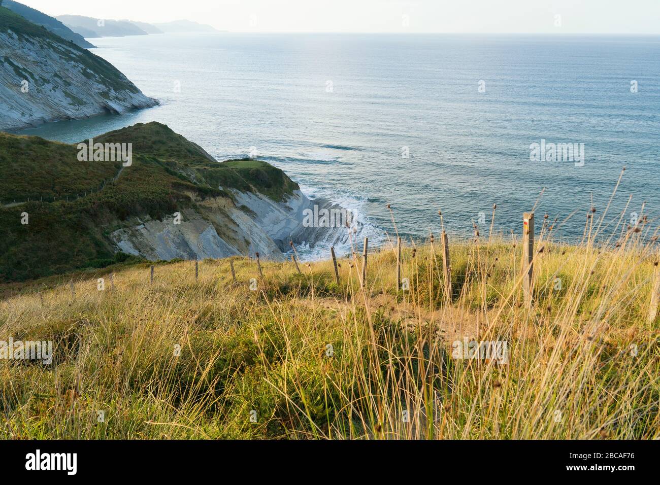 Spain, north coast, Basque Country, flysch route, hiking trail, marking ...