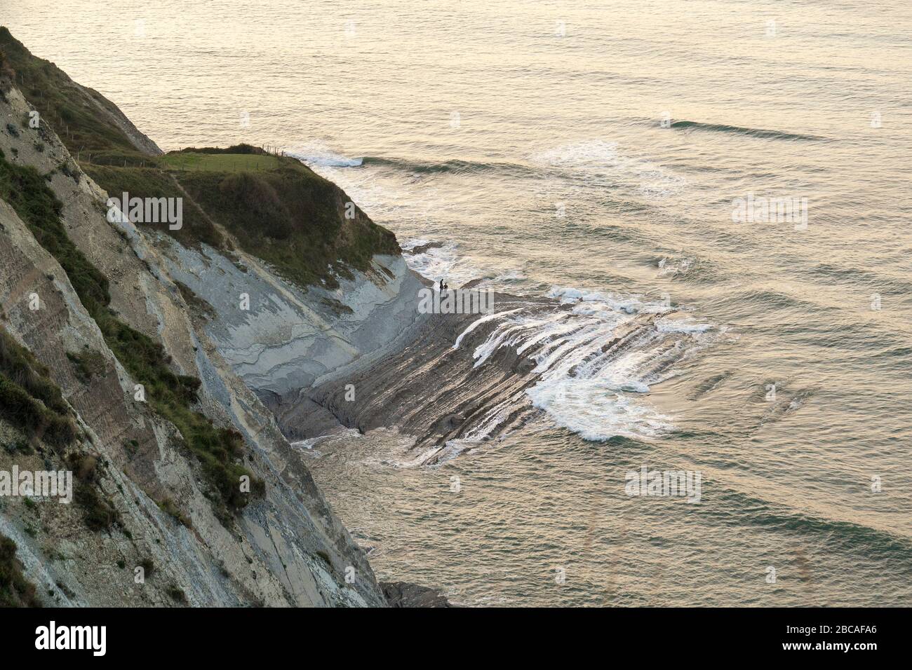 Spain, north coast, Basque Country, Flysch route, two hikers, size ...