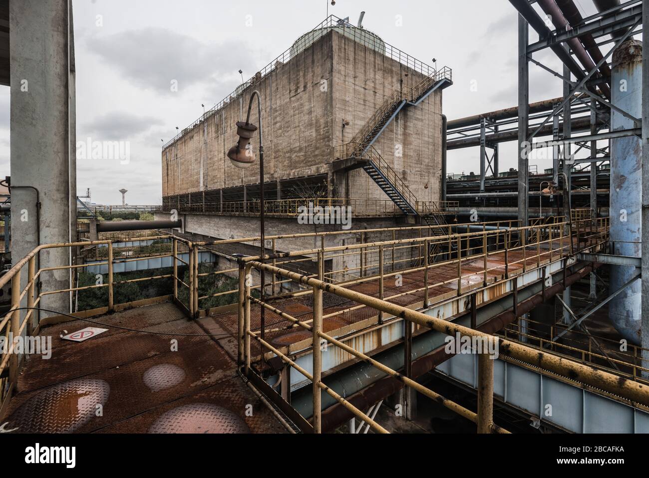 scene and details of an abandoned steel furnace building Stock Photo ...