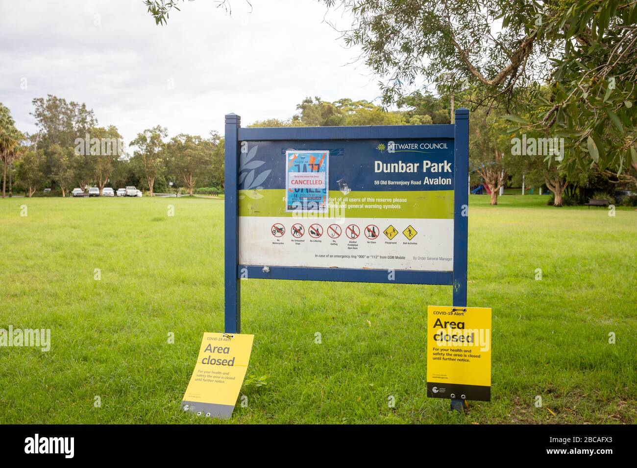 Dunbar Park in Avalon Beach suburb of Sydney is closed by Northern ...