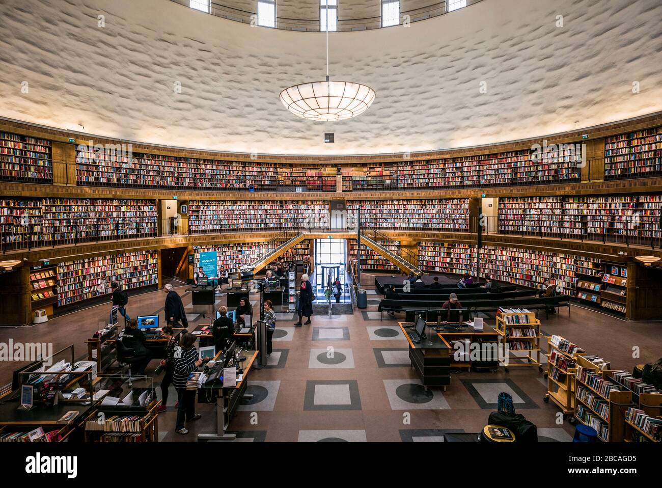 Sweden, Stockholm, City Library, circular interior by architect Erik ...