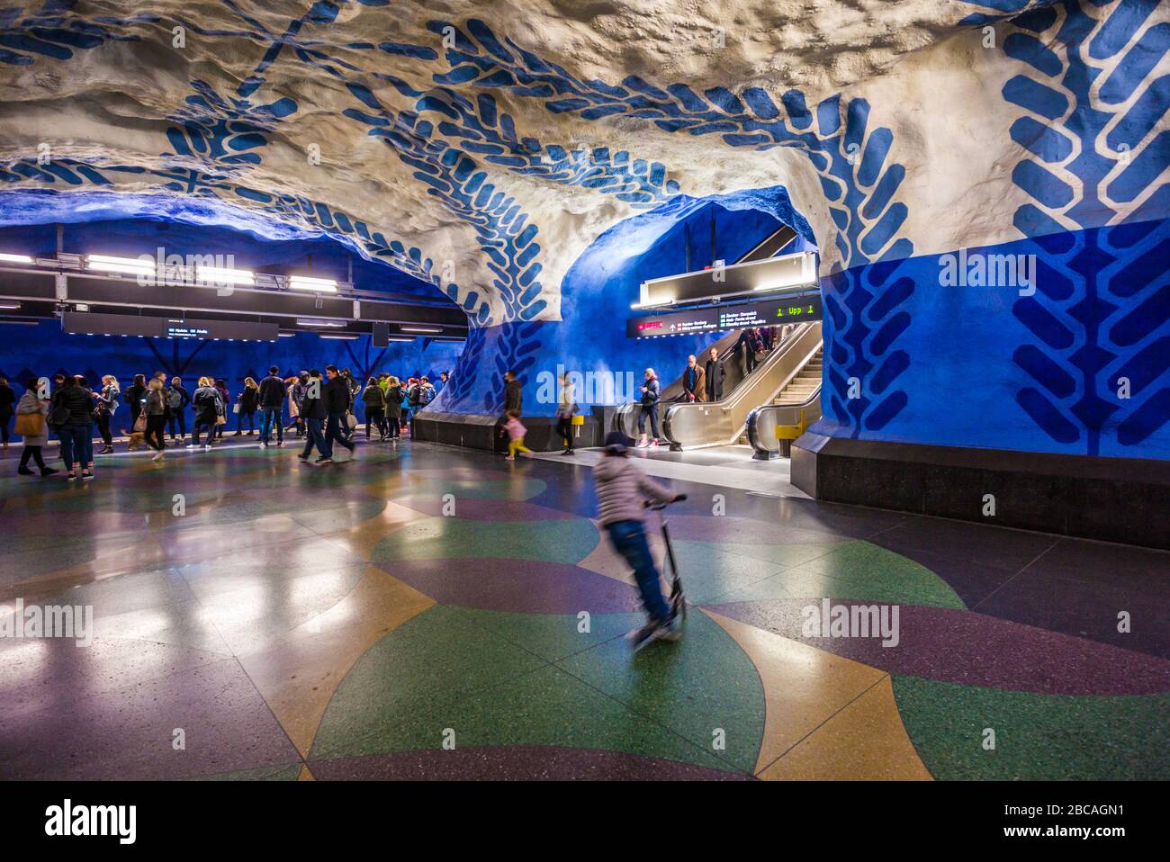 Sweden, Stockholm, Stockhom Underground Metro, T-Centralen Station ...