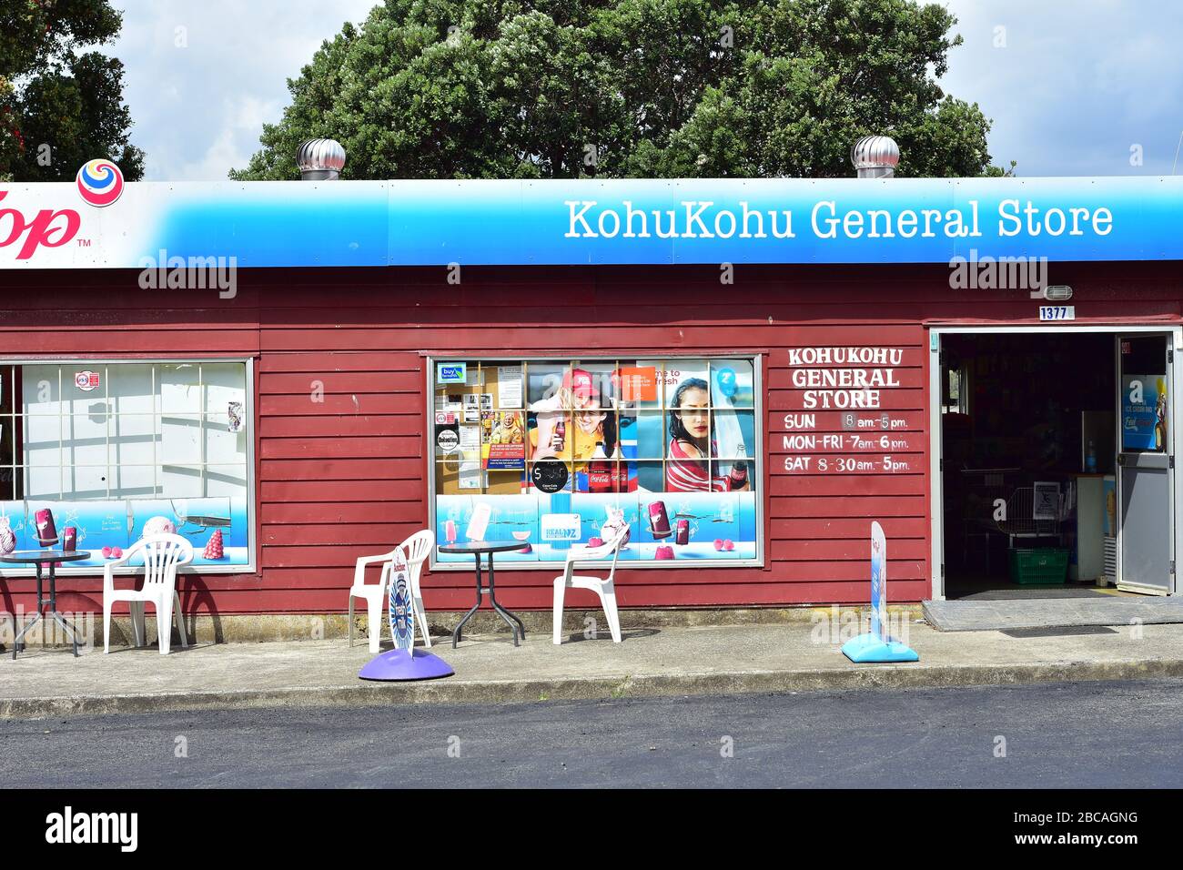 Wooden building with red painted weatherboard cladding of general store ...