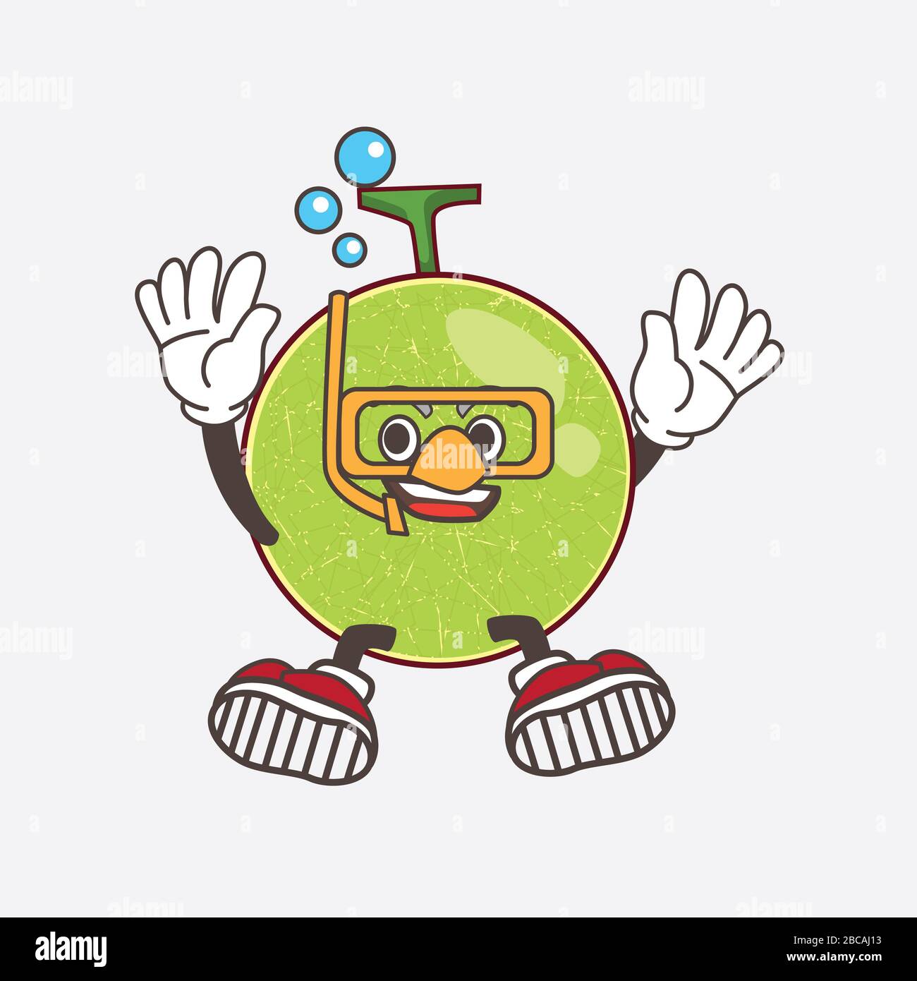 An illustration of Cantaloupe Melon cartoon mascot character wearing ...