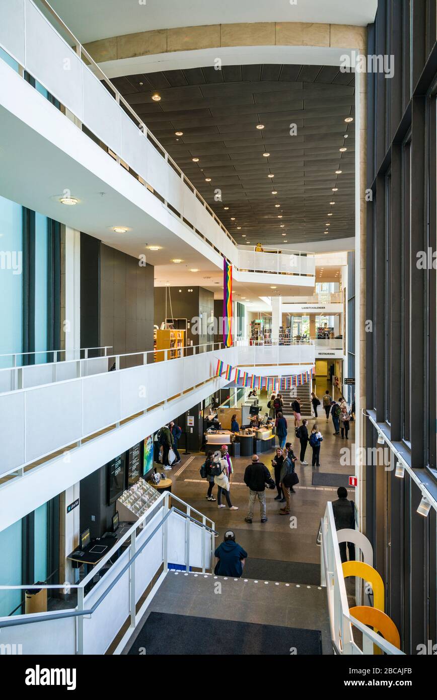Sweden, Scania, Malmo, City Library, new building, interior Stock Photo ...