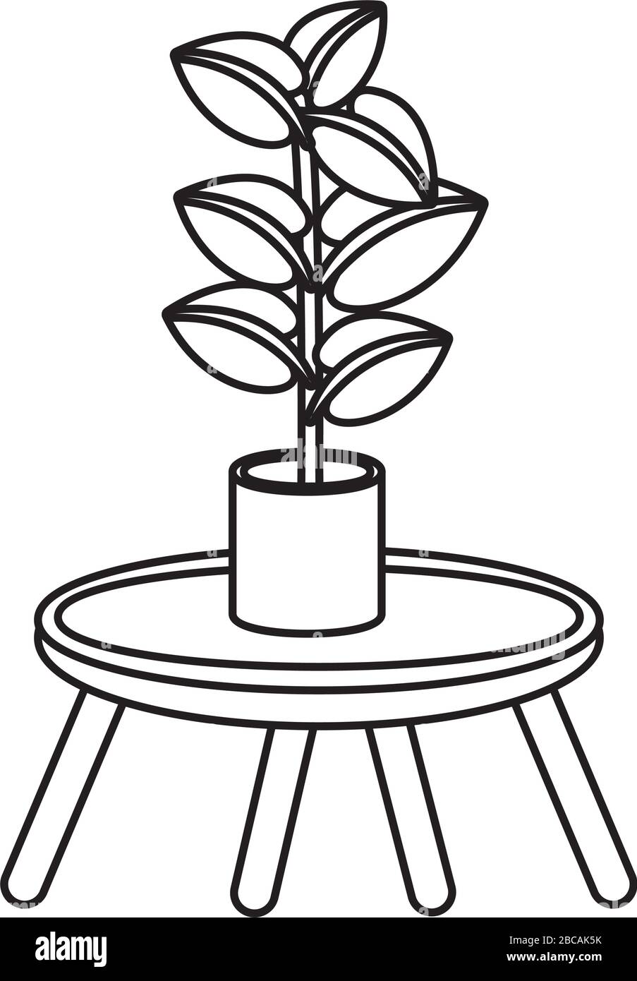 center table with houseplant forniture icon Stock Vector Image & Art ...